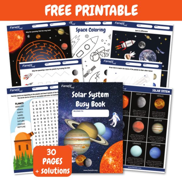 FREE Printable Solar System Busy Book for Kids Ages 3+ - Fanesis Kids