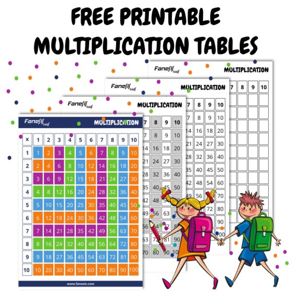 FREE Printable Multiplication Tables for Kids Ages 7+ - Fanesis Kids